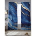 Abstract Navy Blue Marble Texture Chiffon Sheer Curtains 84 Inches Long ...