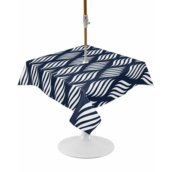 Abstract Navy Blue, Square Outdoor Tablecloth, Waterproof Table Cloth ...