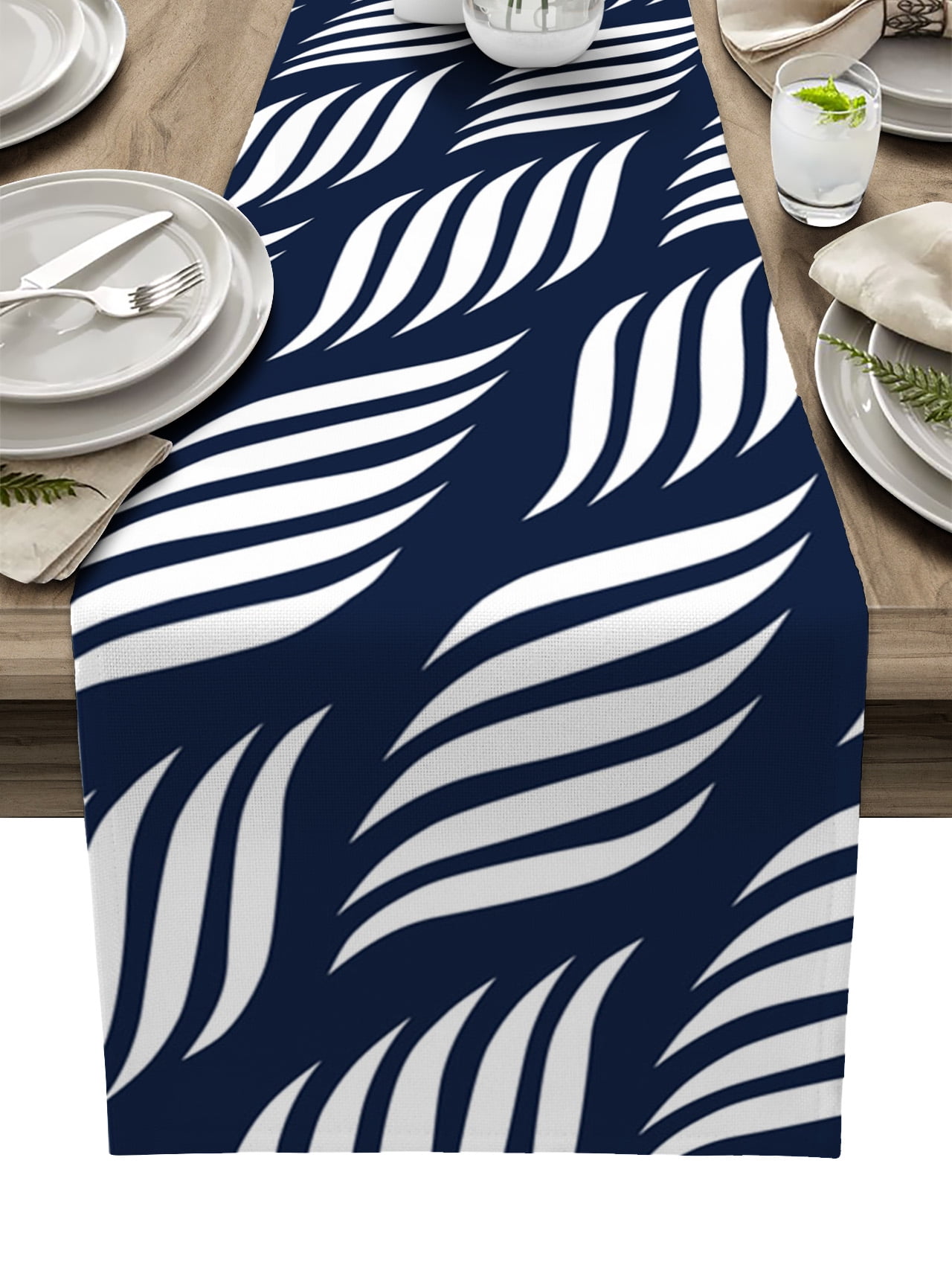 Abstract Navy Blue, Table Runner - 48 Inch Long, Kitchen Dining Table ...