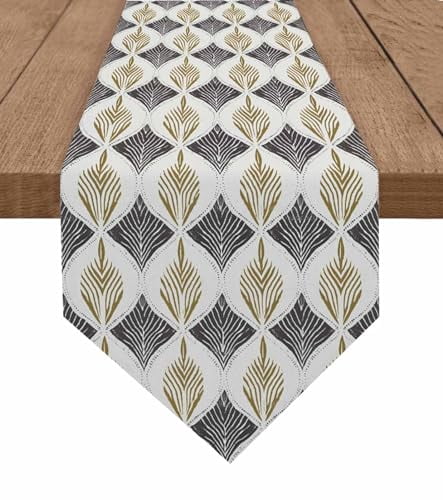 Abstract Navy Flower Cotton and Linen Triangle Table Runners Long ...
