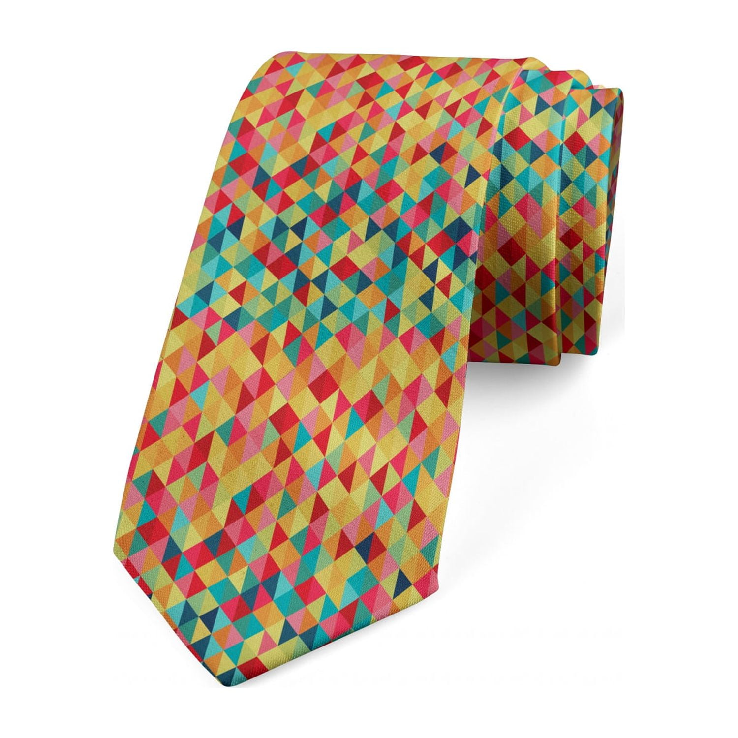 Abstract Necktie, Triangles Fractal Aztec, Dress Tie, 3.7", Multicolor ...