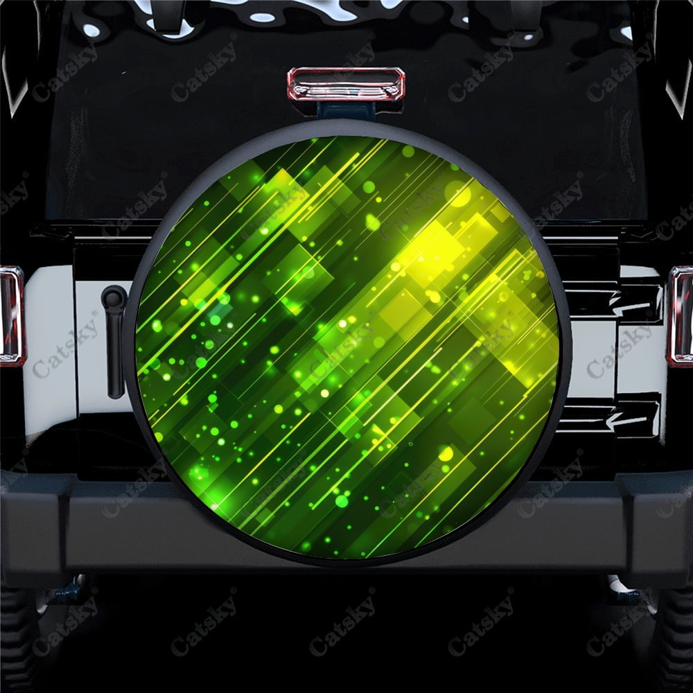 Abstract Neon Geometric Polyester Universal Spare Wheel Tire Cover ...