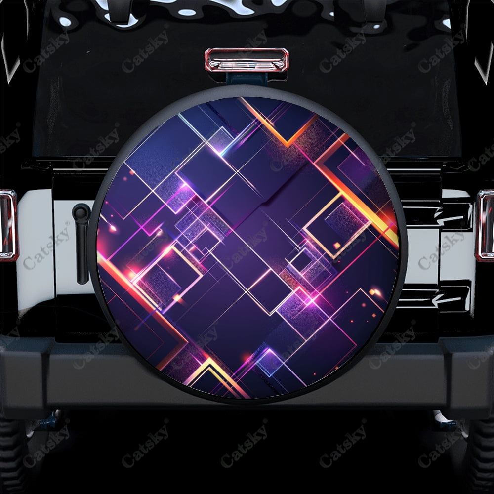 Abstract Neon Geometric Polyester Universal Spare Wheel Tire Cover ...