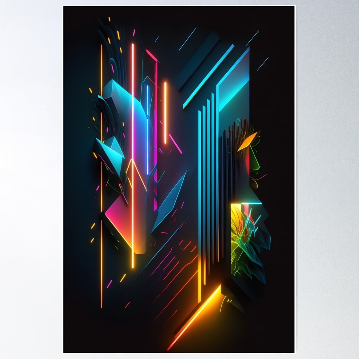 Abstract Neon Light Art - Wallpaper Poster Wall Art, Modern Wall Decor ...