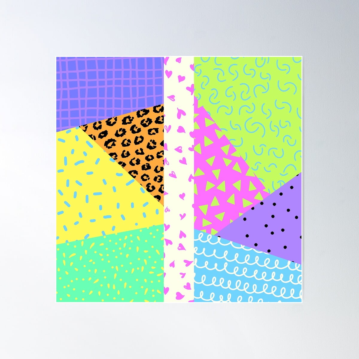 Abstract Neon Narrow Path Pattern Doodle Poster Wall Art, Modern Wall ...