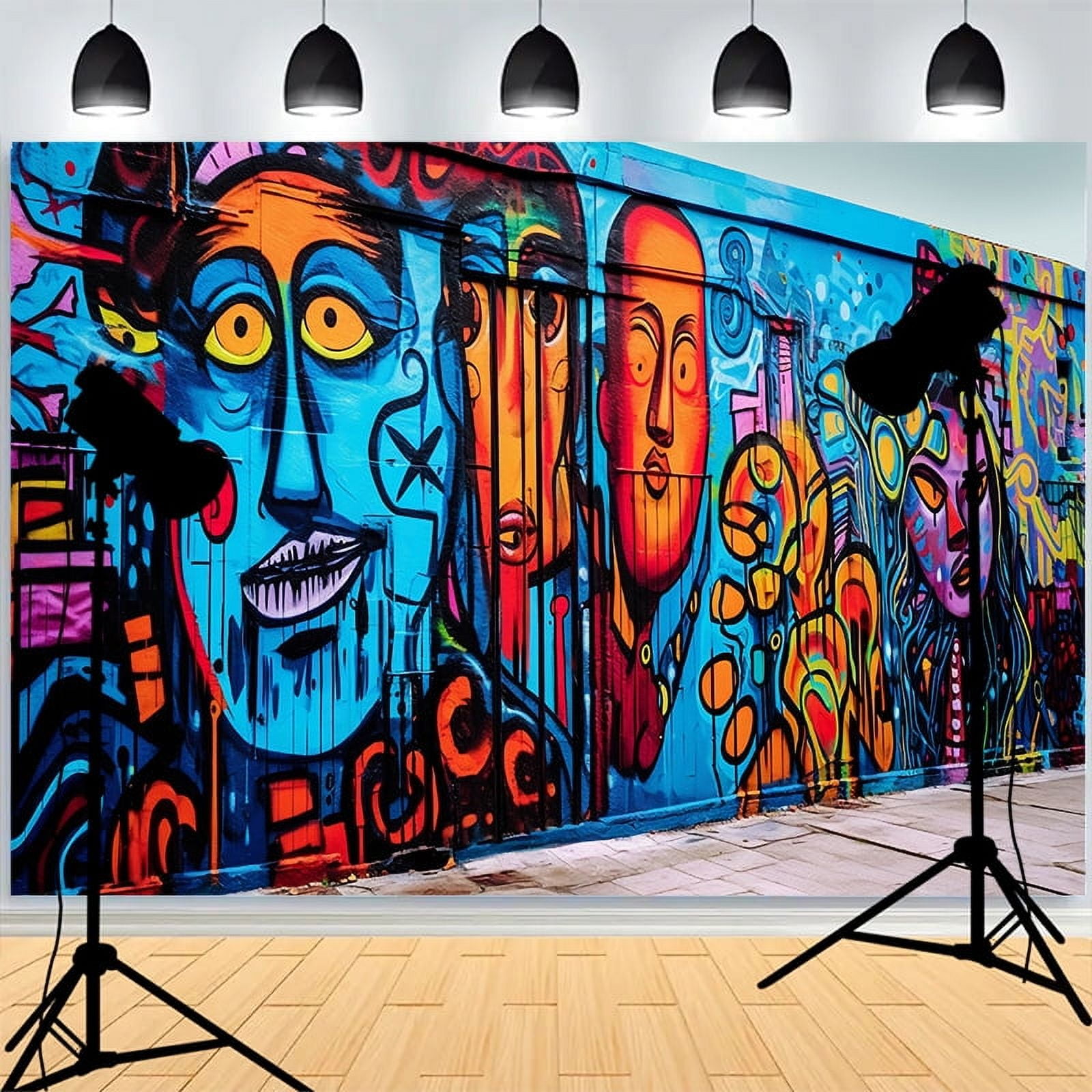 Abstract Neon Painted Brick Wall Background Damaged Rustic Texture ...