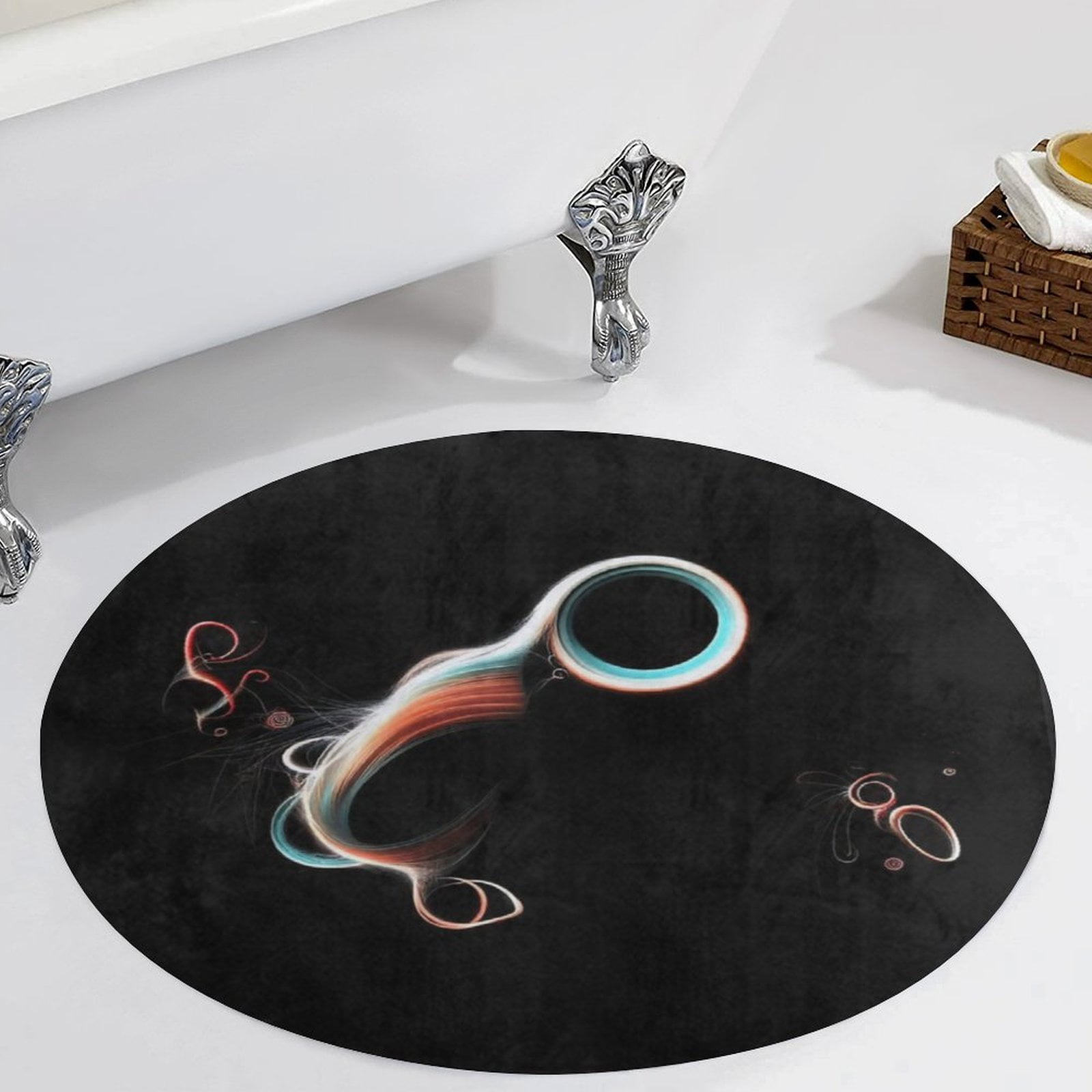 Abstract Neon Swirls Area Round Carpet Living Room Bedroom Rugs Door ...