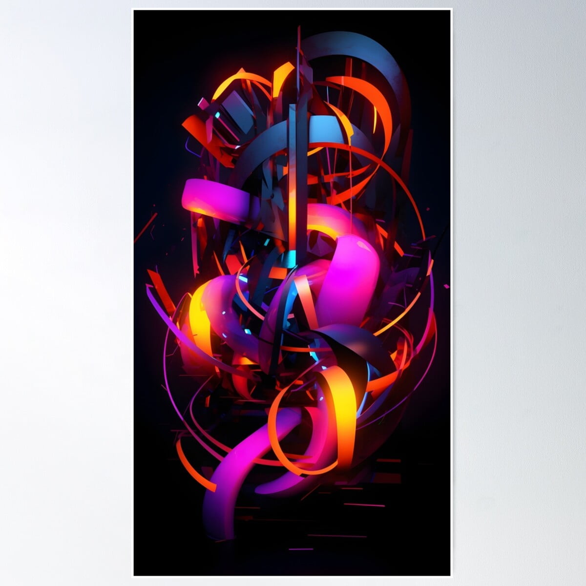 Abstract Neon- Warm Colors Poster Wall Art, Modern Wall Decor For ...