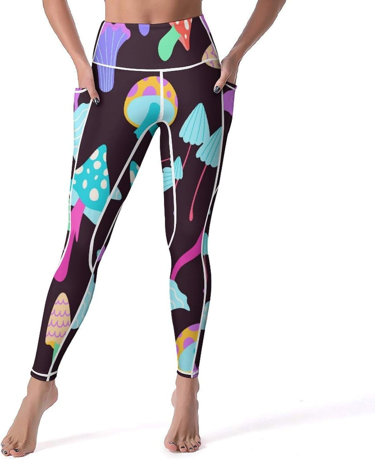Abstract Neon with Psychedelic Yoga Pants for Women Tummy Control ...