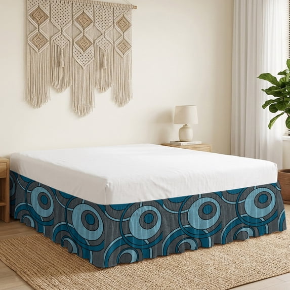 Abstract Nested Rings Bed Skirt California King Size 16 Inch Drop, Blue ...