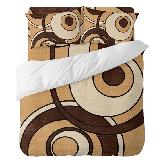 Abstract Nested Rings Bedding Duvet Cover Set Twin Size 4 Pieces, Retro ...