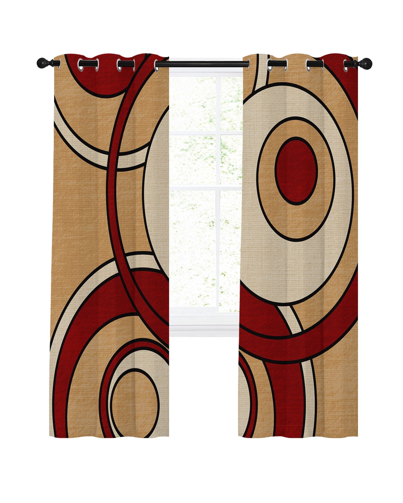 Abstract Nested Rings Blackout Curtains for Bedroom Living Room, Retro ...