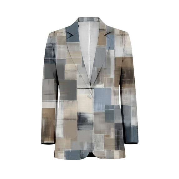 Abstract Neutral Color Blocks Men Blazers Slim Clothing Summer Jacket ...