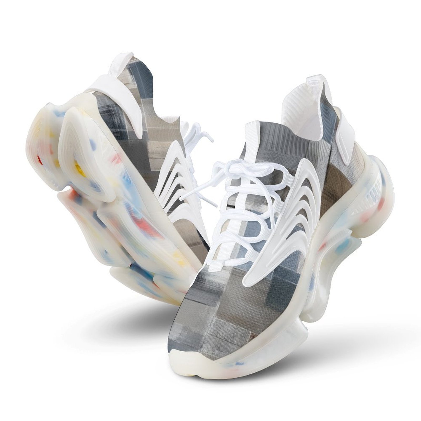 Abstract Neutral Color Blocks Walking Shoes for Men Woman Lightweight ...
