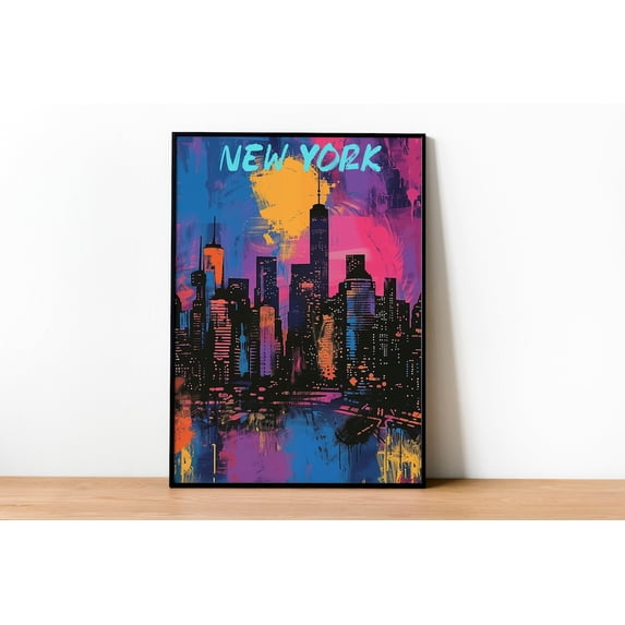 Abstract New York City Travel Wall Art, Unframed Canvas Size 12x18 ...
