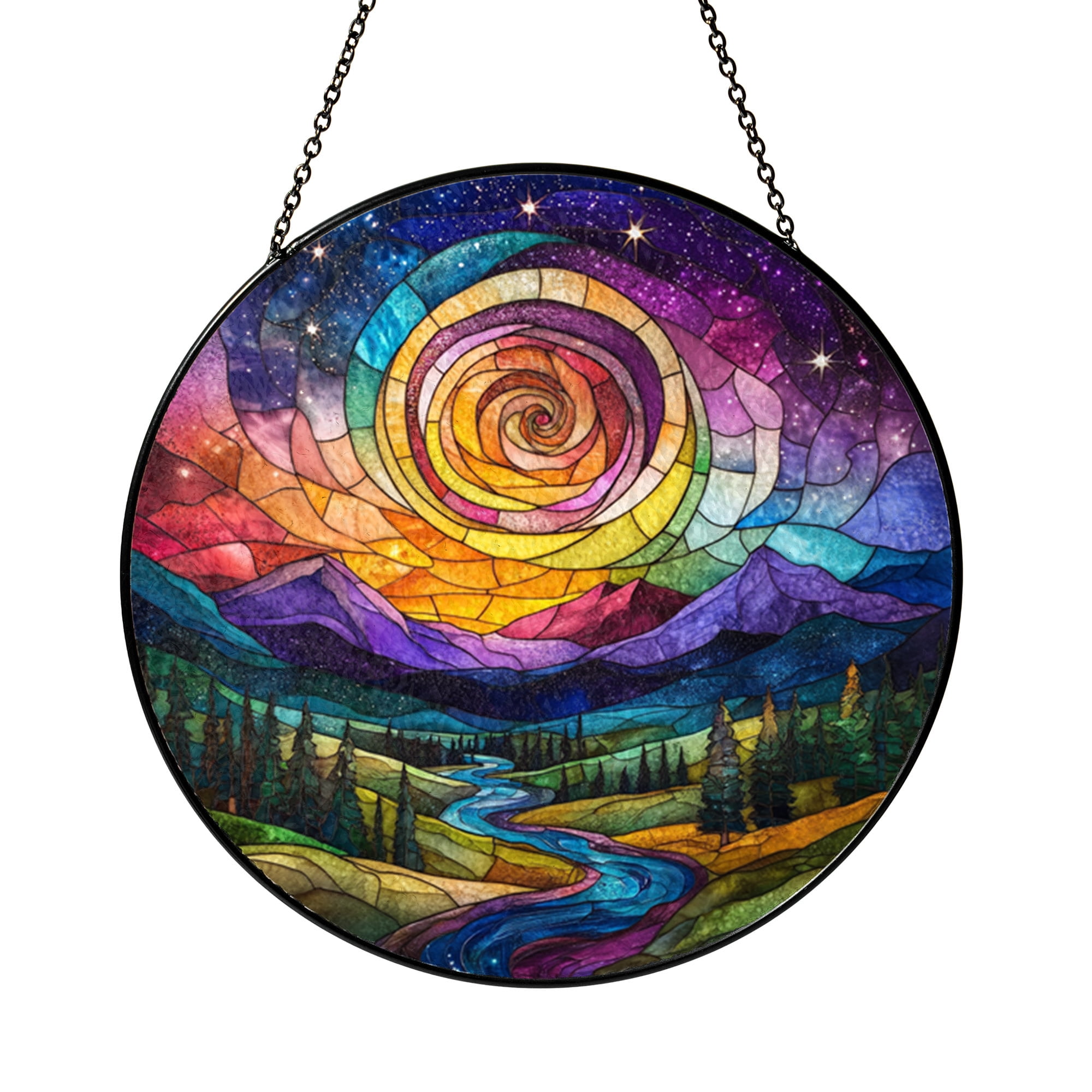 Abstract Night Sky Stained Glass Suncatcher – Gradient Window Decor ...