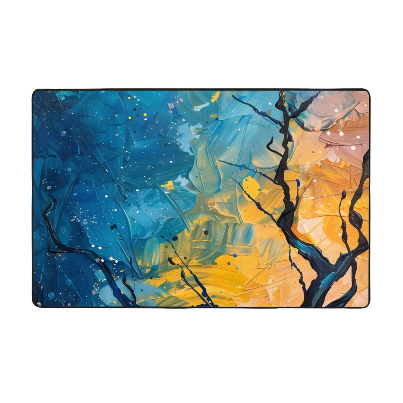 Abstract Night Sky Tree Area Rugs For Living Room Decor - Anti Slip ...