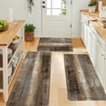 Abstract Non-Slip Kitchen Mat, Machine Washable Brown Polyester Floor ...