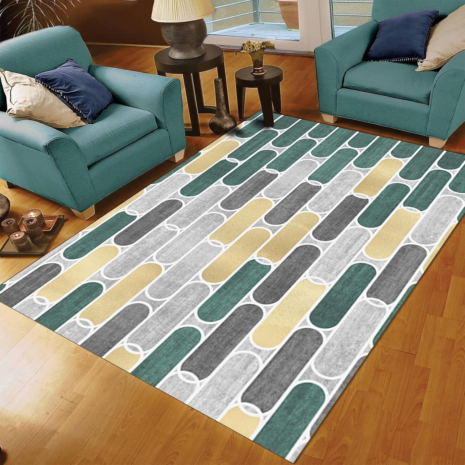 Abstract Nordic Art Home Decorative Area Rugs, Modern Medieval Yellow ...
