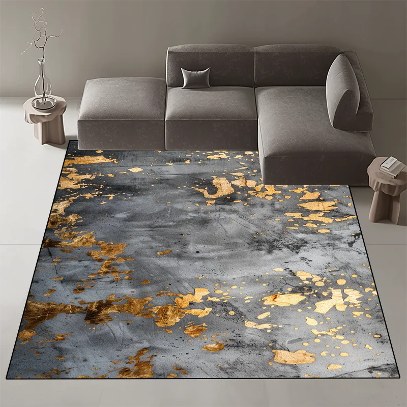 Abstract Nordic Style rative Rug for Living Room Luxury Gold Ink ...