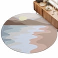 Abstract Ocean Area Rugs 3.3' (Round) Brown Mountain Sun at Sunset ...