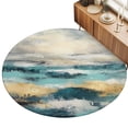 Abstract Ocean Area Rugs 3' (Round) Wave Beach Oil Painting Style ...