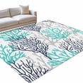 Abstract Ocean Area Rugs 3x5ft Summer Coral Pattern Dark Blue Teal Grey ...