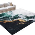 Abstract Ocean Area Rugs 3x5ft Wave Texture Green White Gold Modern Art ...