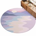 Abstract Ocean Area Rugs 4' (Round) Purple Mountain Sun at Sunset Floor ...