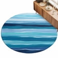 Abstract Ocean Area Rugs 5' (Round) Watercolor Ombre Wave Stripe Blue ...