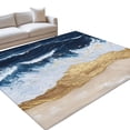 Abstract Ocean Area Rugs 6x9ft Wave Texture Blue Gold White Gradient ...