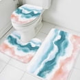 Abstract Ocean Bathroom Rugs Set Wave Orange Teal Ombre Ripple Modern ...
