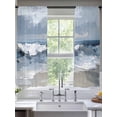 Abstract Ocean Beach Sea Wave Chiffon Sheer Curtains 72 Inches Long ...