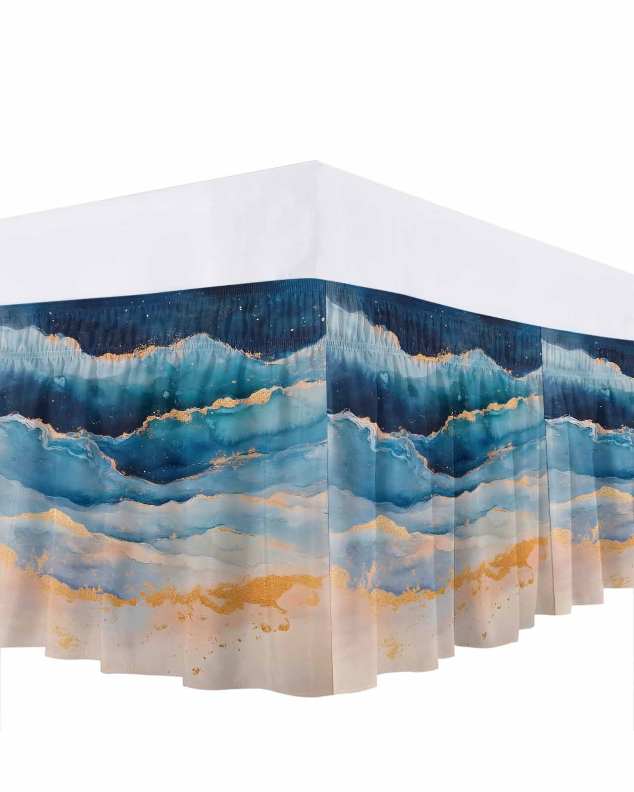 Abstract Ocean Bed Skirt Queen Size 18 Inch Drop, Gradient Sea Wave Oil ...
