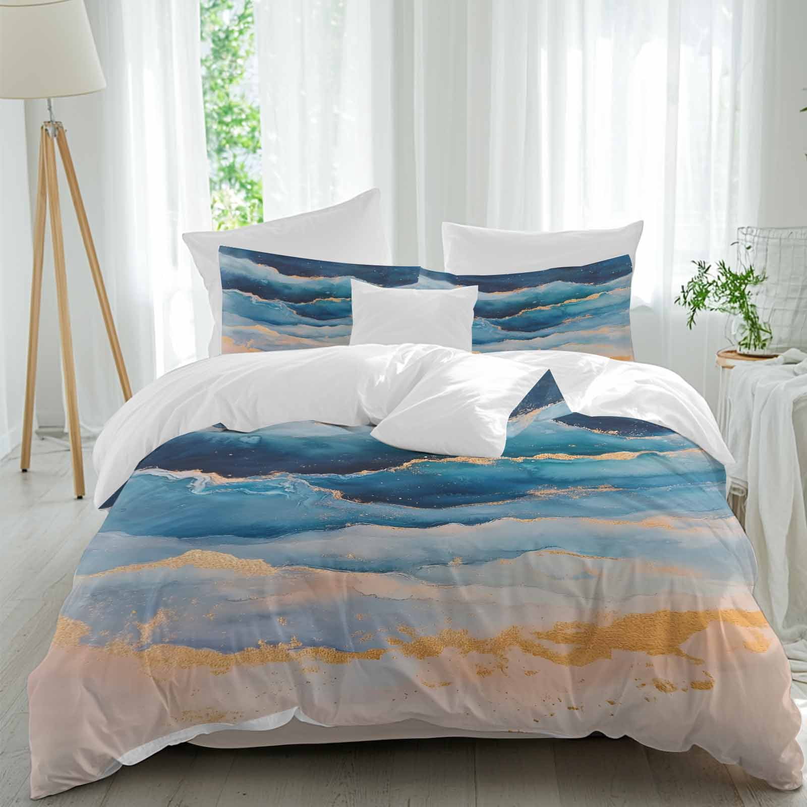 Abstract Ocean Comforter Set California King Size, Gradient Sea Wave ...