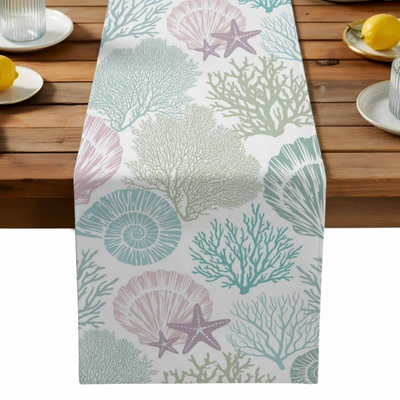 Abstract Ocean Coral Starfish Table Runners 13x70 Inches Long Linen ...