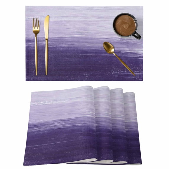 Abstract Ocean Cotton Linen Placemats Set of 4, Purple Gradient Oil ...