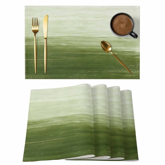 Abstract Ocean Cotton Linen Placemats Set of 6, Green Gradient Oil ...
