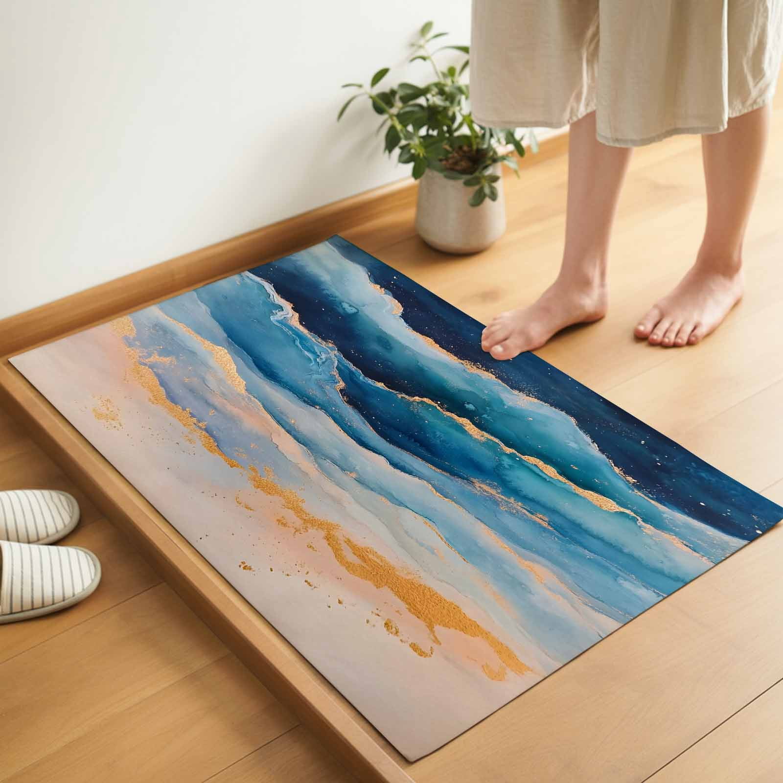 Abstract Ocean Door Mat 20x31.5 Inch Gradient Sea Wave Oil Painting ...