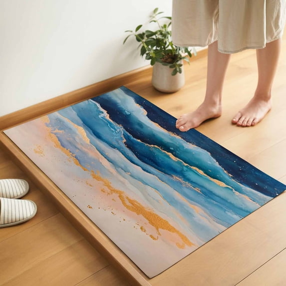 Abstract Ocean Door Mat 20x31.5 Inch Gradient Sea Wave Oil Painting ...