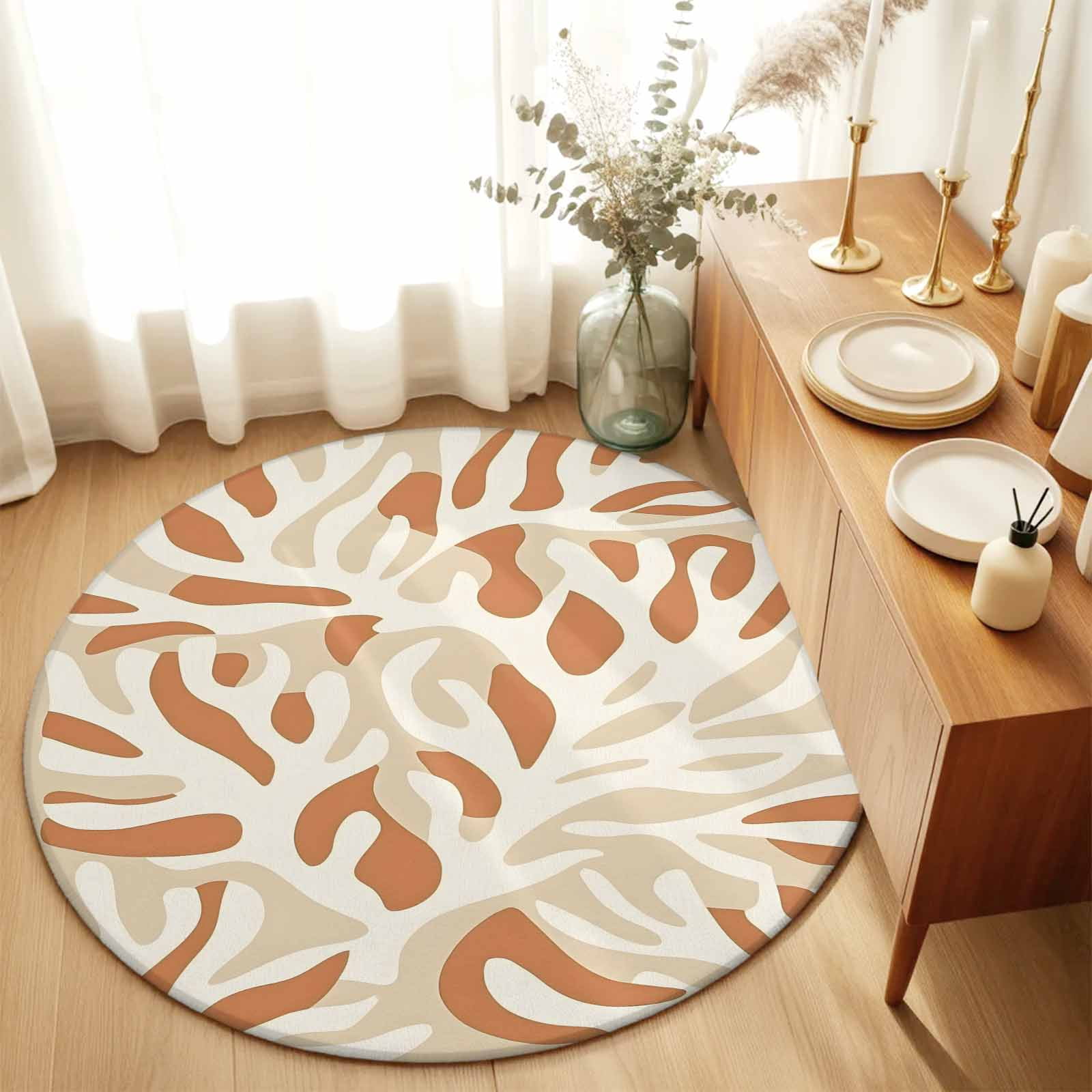 Abstract Ocean Gradient Coral Round Rug 3ft Simple Color Block Washable ...