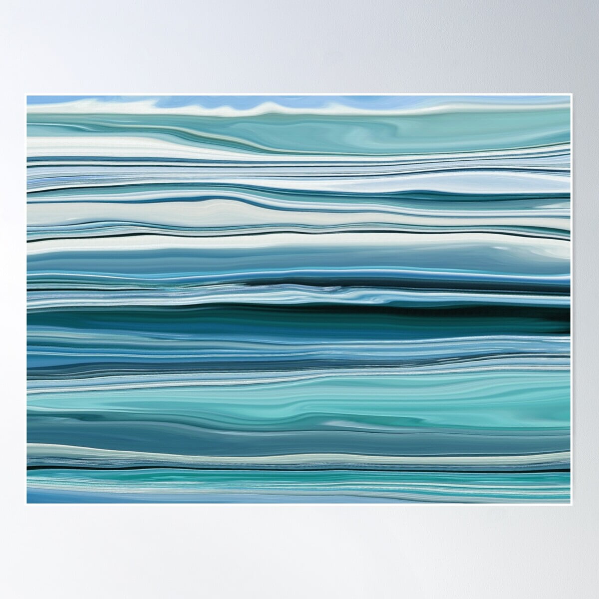 Abstract Ocean Horizontal Lines Coastal Style Dã©Cor Beachy Vibes Art 1 ...