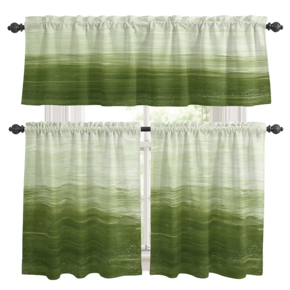 Abstract Ocean Kitchen Curtains Set for Windows, Green Gradient Oil ...