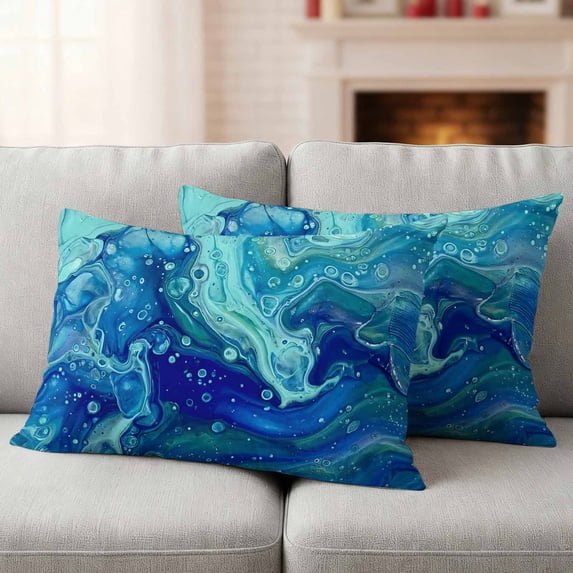Abstract Ocean Marble Texture Waterproof Throw Pillow Covers Set of 2 ...