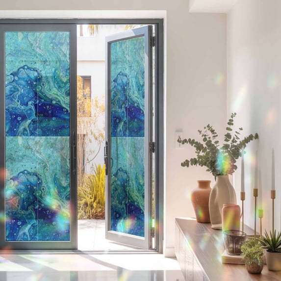 Abstract Ocean Marble Texture Window Privacy Film, Rainbow Film ...
