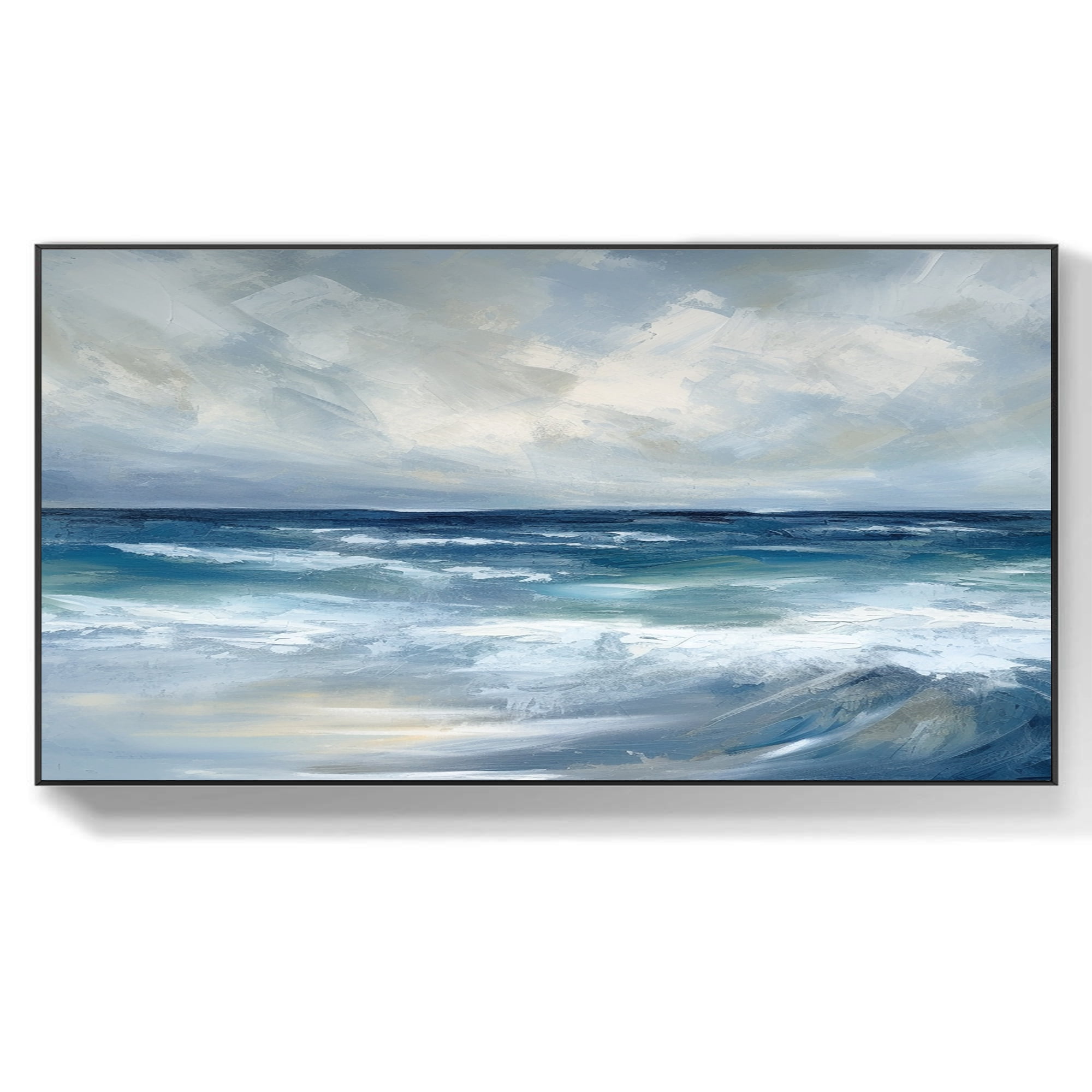 Abstract Ocean Oil Painting 3D Seascape Canvas Textured Wall Art Hand ...