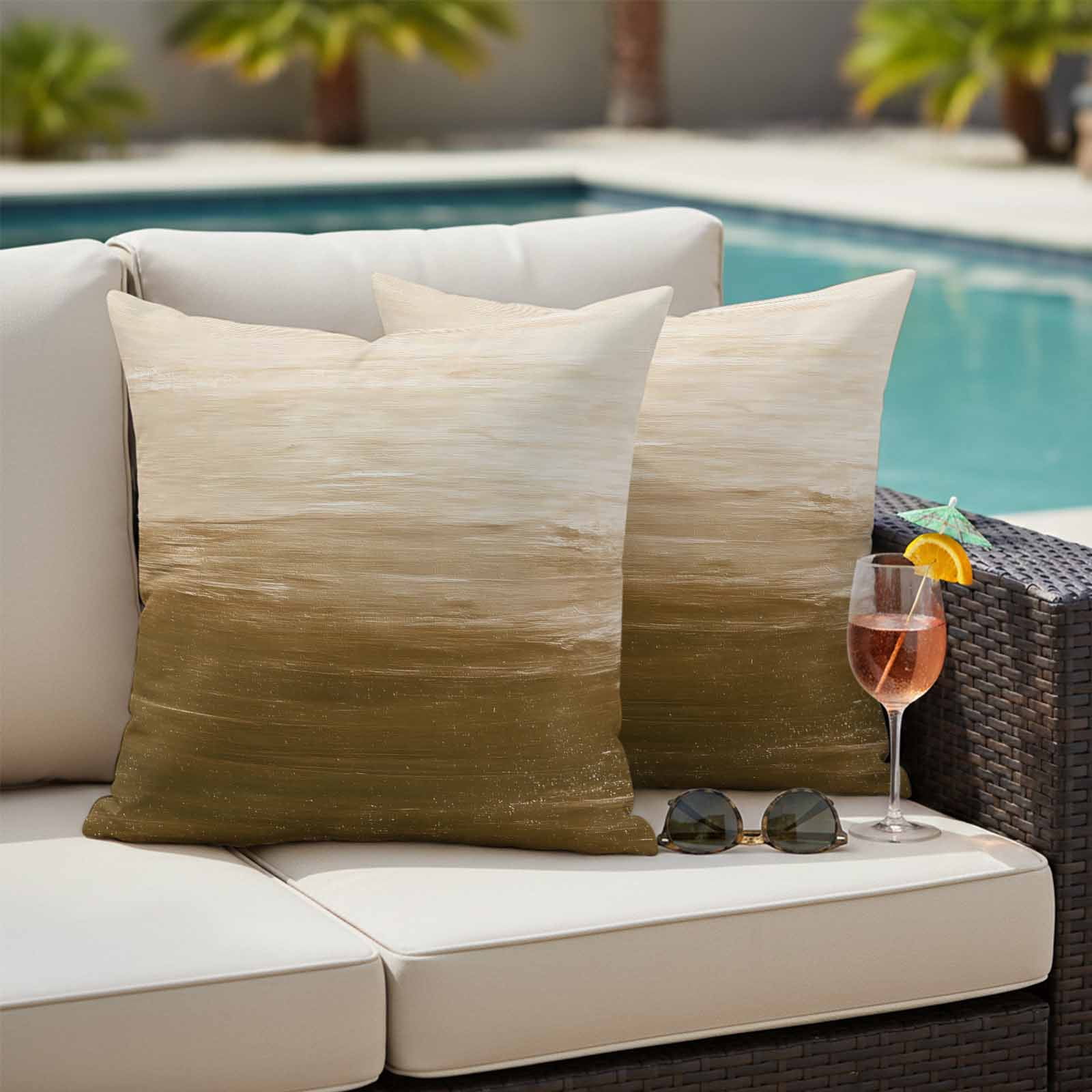 Abstract Ocean Outdoor Waterproof Throw Pillow Covers Set of 2, 24"x24 ...
