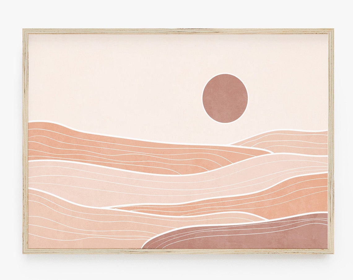 Abstract Ocean Print, Boho Landscape Art Print, Horizontal Print ...