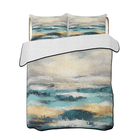 Abstract Ocean Quilts Bedding Set Full Size Wave Beach Oil Painting ...