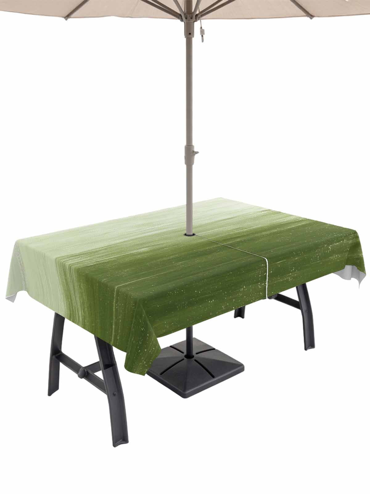 Abstract Ocean Rectangle Outdoor Tablecloth with Umbrella Hole Green ...